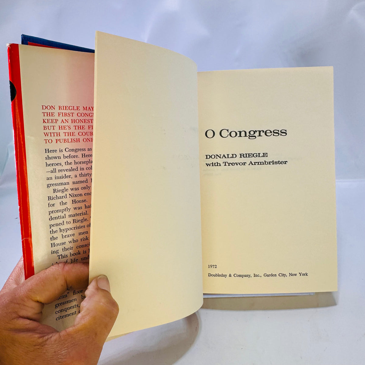 O Congress Donald Riegle with Trevor Armbrister 1972 Doubleday & Co ...