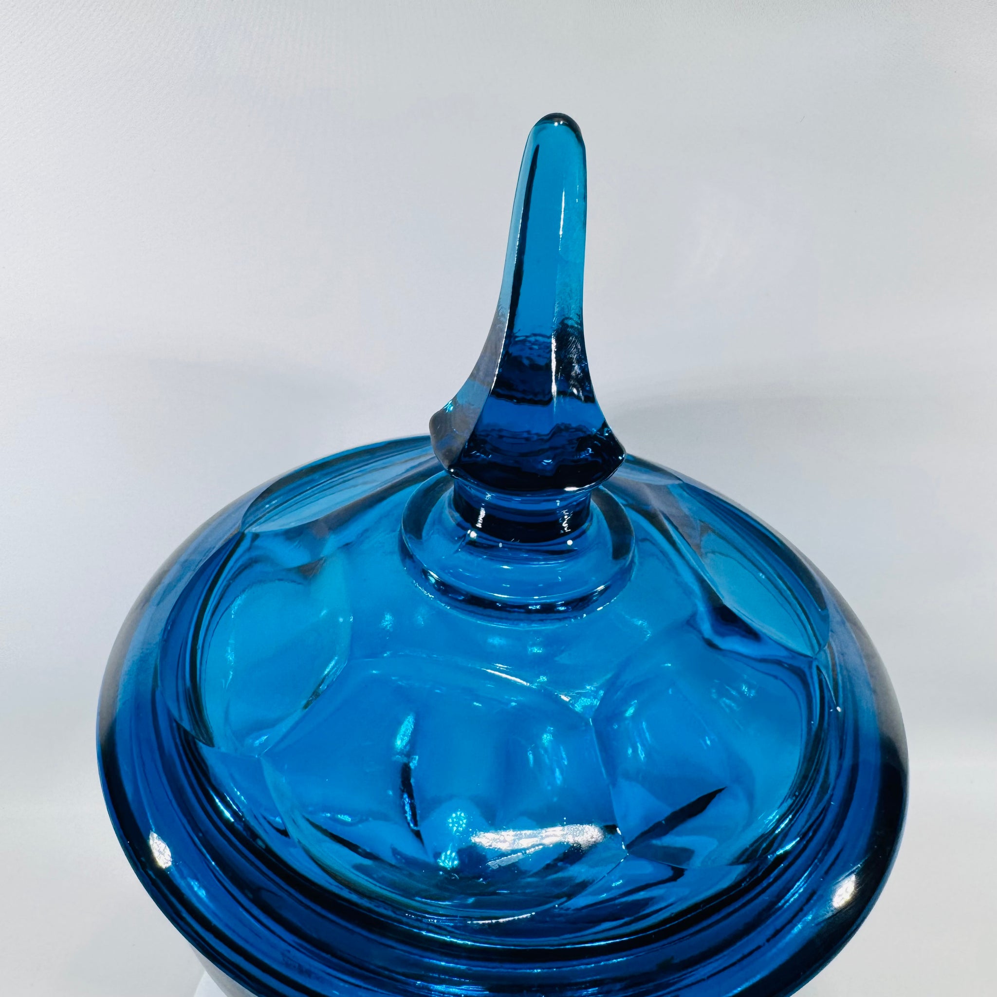 Viking Bluenique Epic Blue Candy Dish with Lid | Mid Century Glass ...
