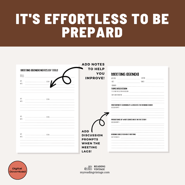 Book Club Meeting Agenda – Reading Vintage | Printable PDF