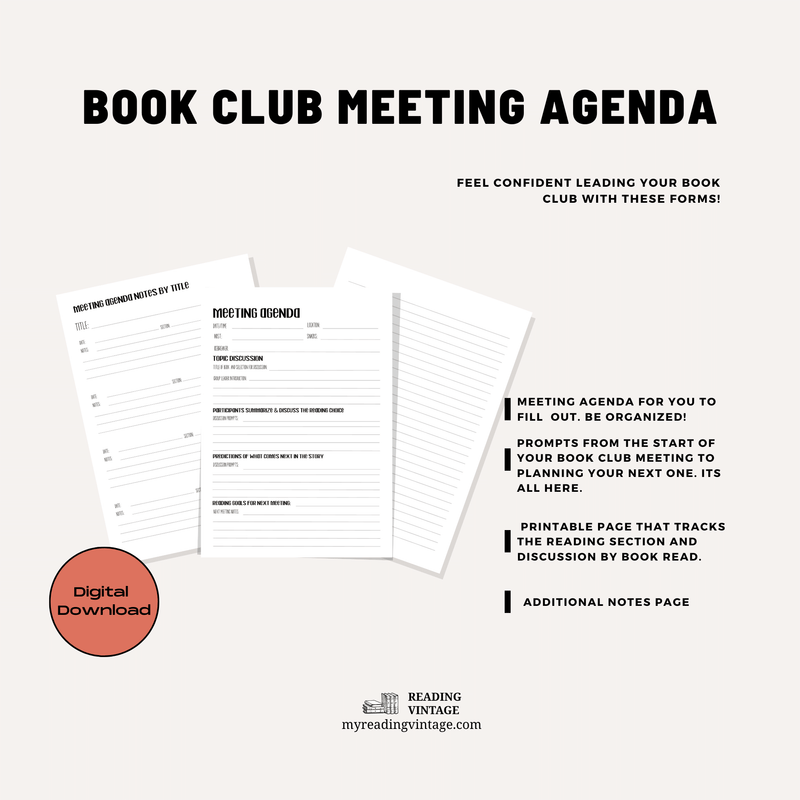 Book Club Meeting Agenda – Reading Vintage | Printable PDF
