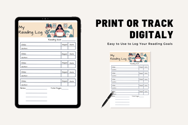 FREE Digital Reading Log Printable Page PDF Letter Size - Reading Vintage