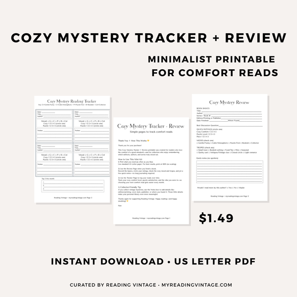 Cozy Mystery Tracker Printable | Reading Vintage