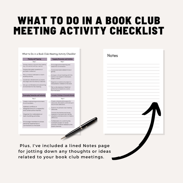 What to Do in A Book Club Meeting Checklist Digital Download PDF ...
